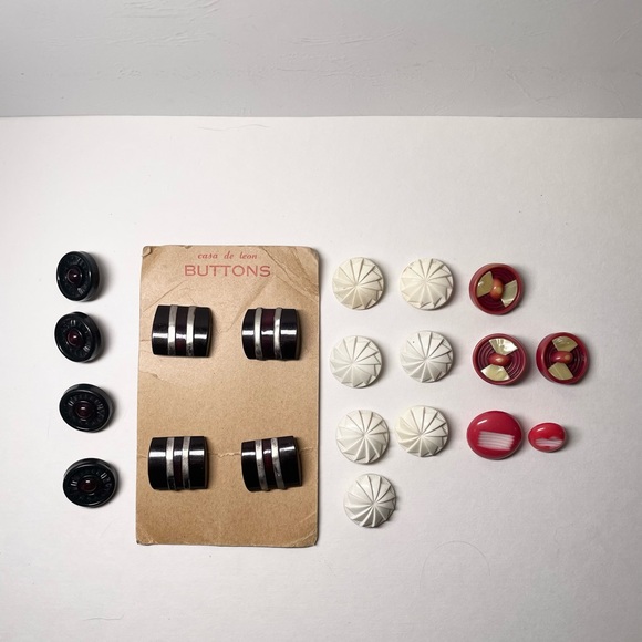 Other | 194s1950s Art Deco Button Collection In Red White And Black ...